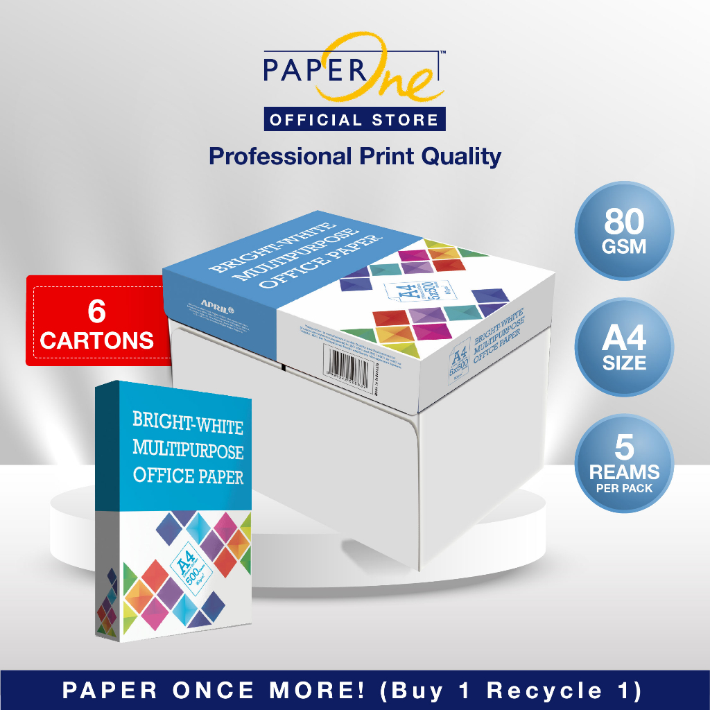 Bright-White A4 Multipurpose Office Paper 80gsm (6 Boxes) | Shopee Malaysia
