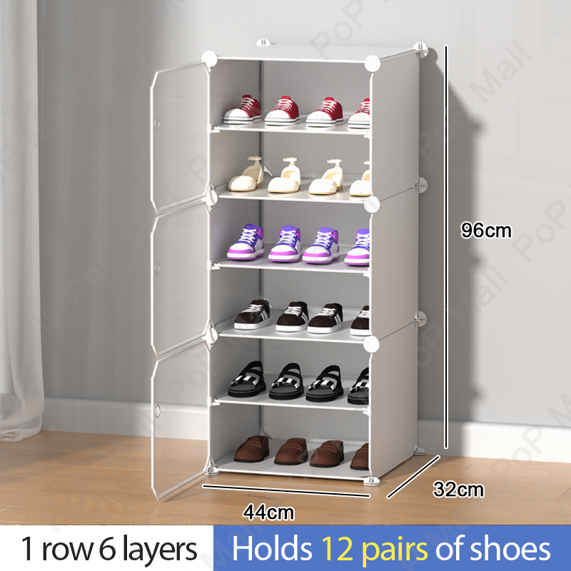 Shoe Rack With Door Rak Kasut Bertutup Storage Box Stackable Shoe Box ...