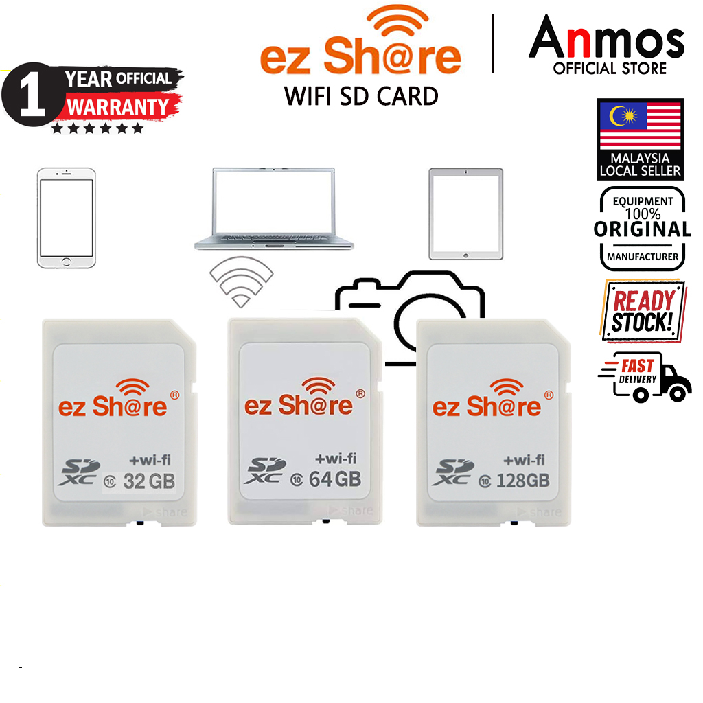 EZ share SD Card Wireless WiFi Share Card SDHC Flash Card Class 10 32GB 64GB 128GB (1 YEAR ...