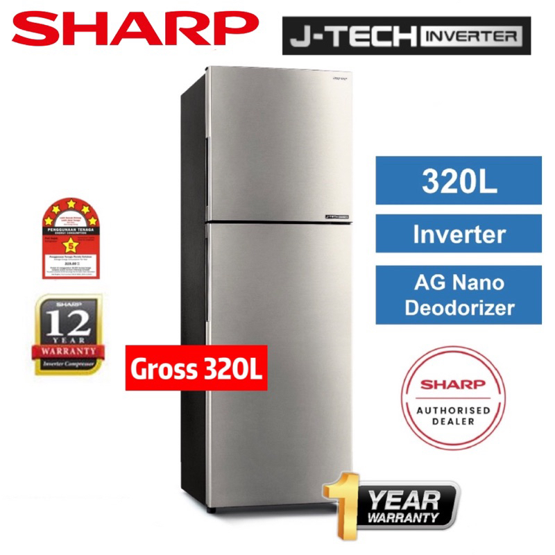 [Nur Rebate]Sharp 2 Door 5 Star Fridge 280L/320L/380L/410L Inverter ...