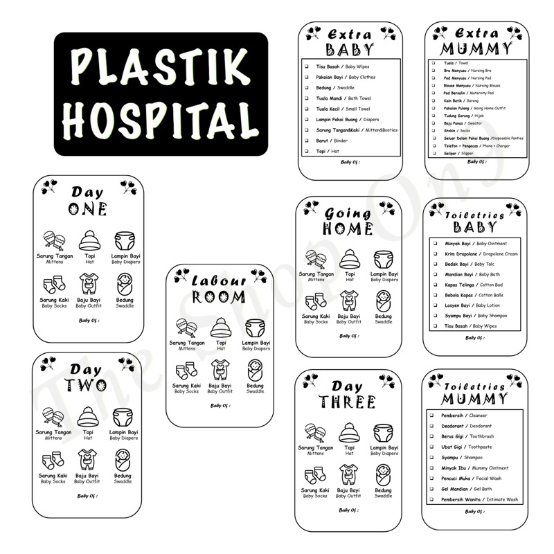👶🏻FREE ADD NAME👶🏻DAISY & PLAIN Zipper Bag Plastik Baju Ke Hospital ...