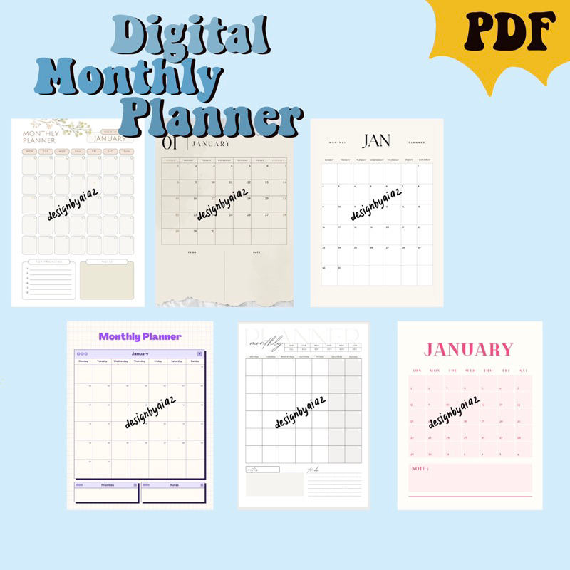 [PDF] Digital Planner, Monthly Planner, Undated Monthly Planner, Notes ...
