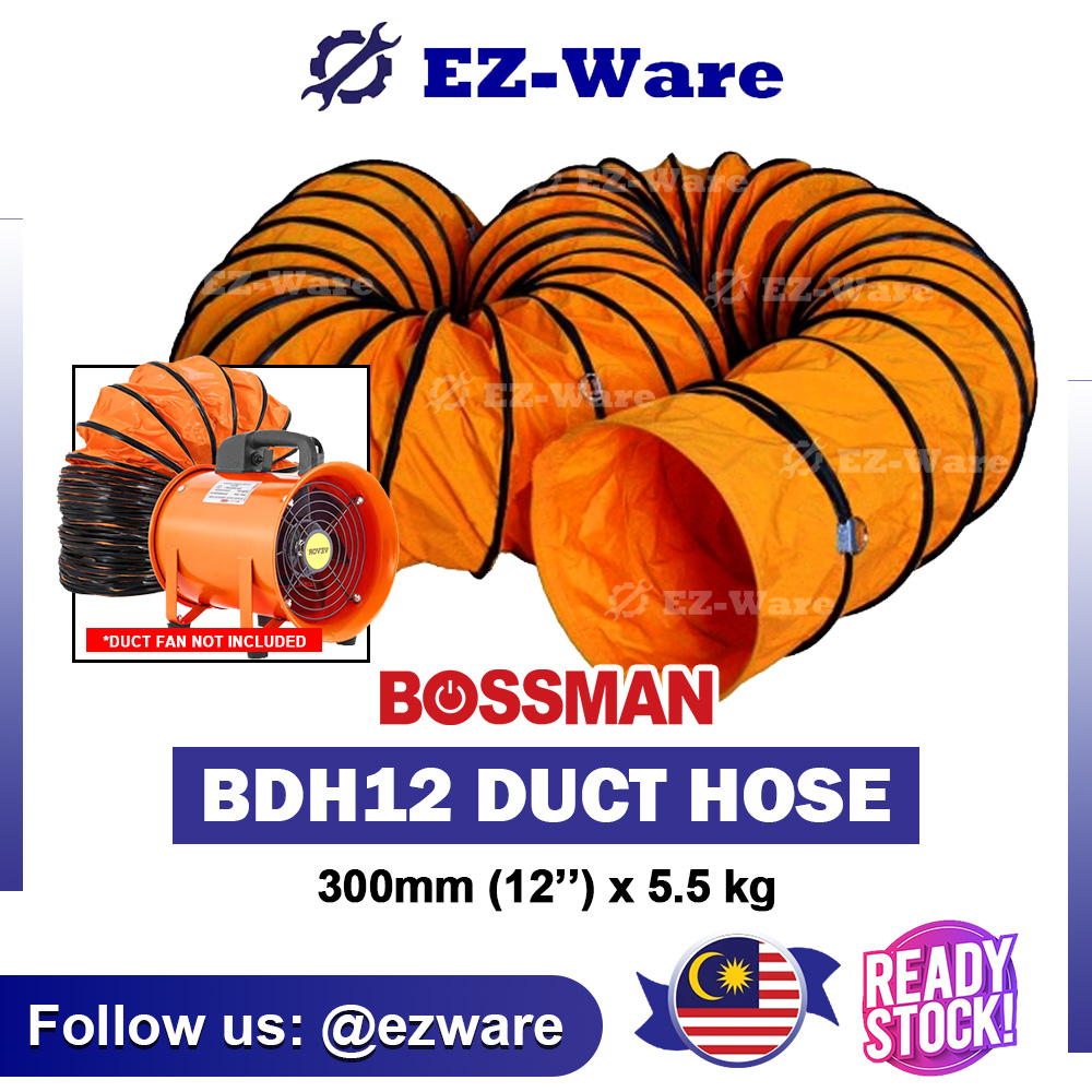 12" (300mm) x 5 Meter Bossman Flexible Duct Hose for Industrial ...