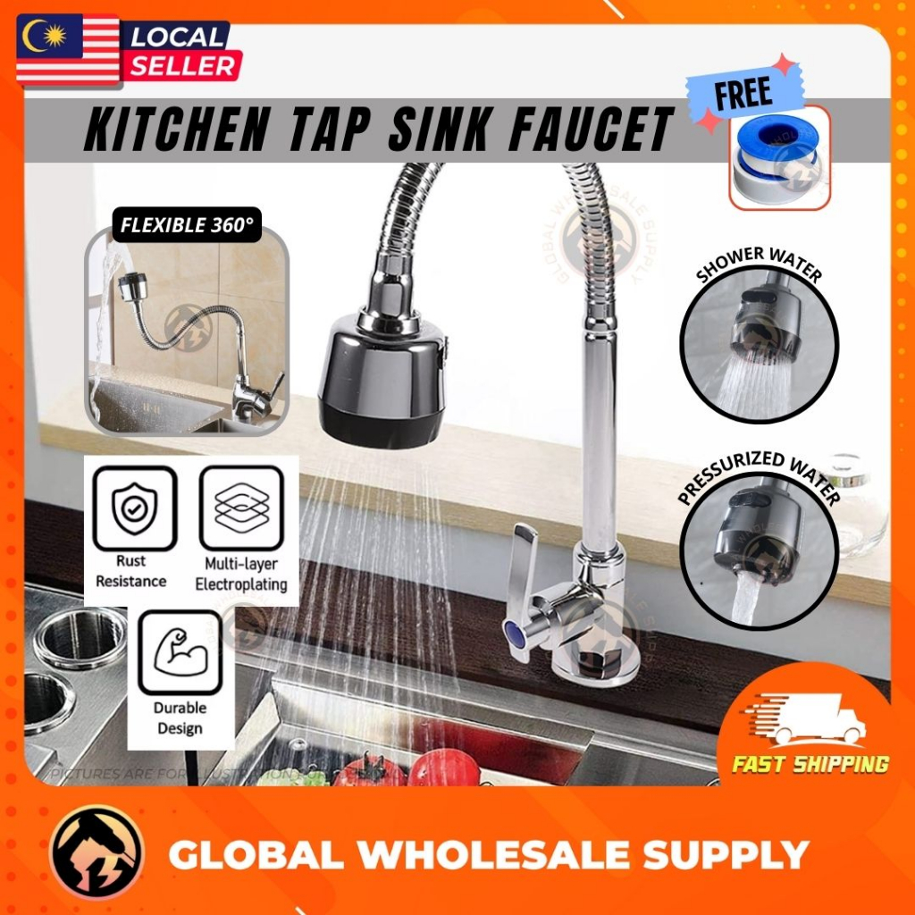 [READY STOCK] Flexible Faucet Sink Shower Basin Faucet Water Tap Paip ...
