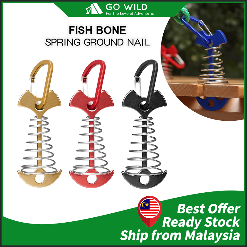 Camping Deck Peg FishBone Fish Bone Deck Carabiner Tarp Flysheet Pole ...