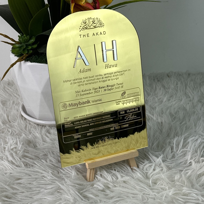 PLAT HANTARAN MAS KAHWIN CEK IJAB QABUL- 3D initial Name : Kayu ...