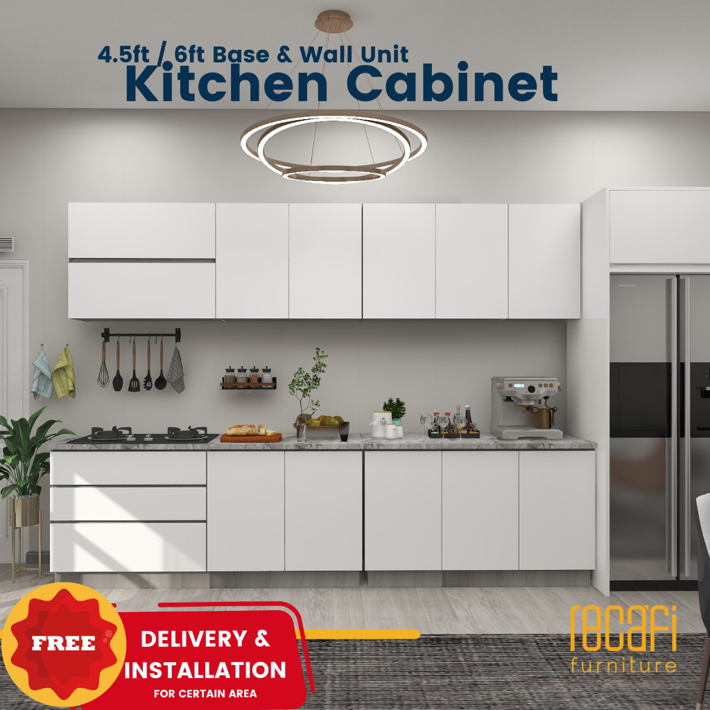 Recafi Furniture 6FT Wall Unit Modern Melamine High Gloss White Kitchen ...