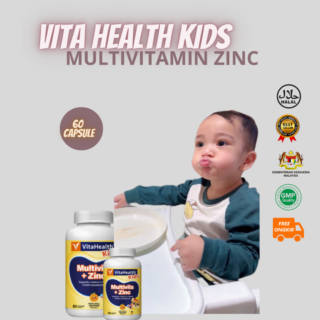 VitaHealth Kids Multivitamins + Zinc 60 KAPSUL ubat gemuk kanak kanak ...