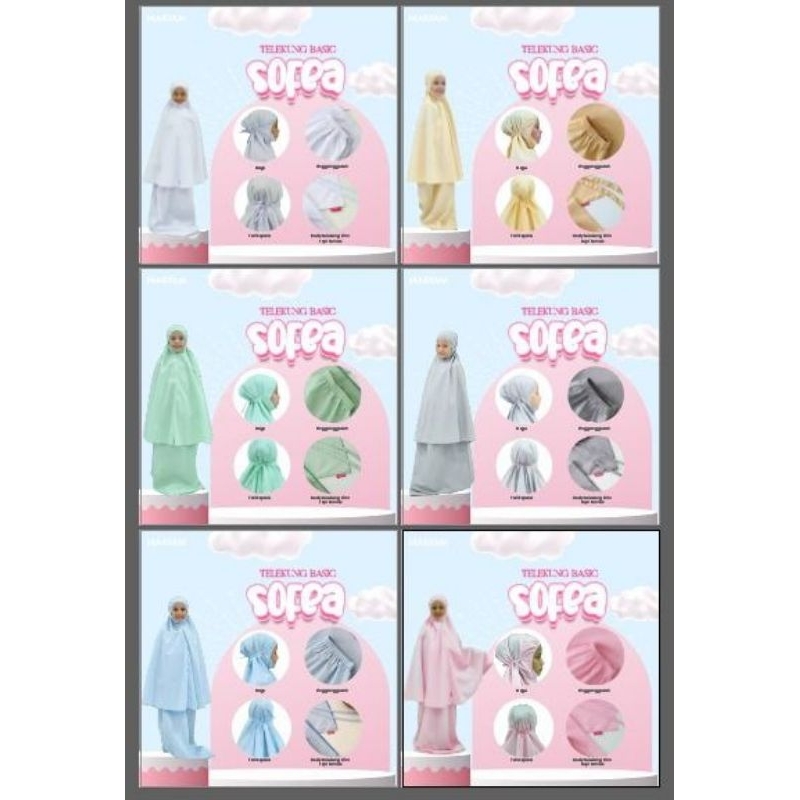 Telekung Sofea Kain Sembahyang Putih Budak simple kain cotton plain ...