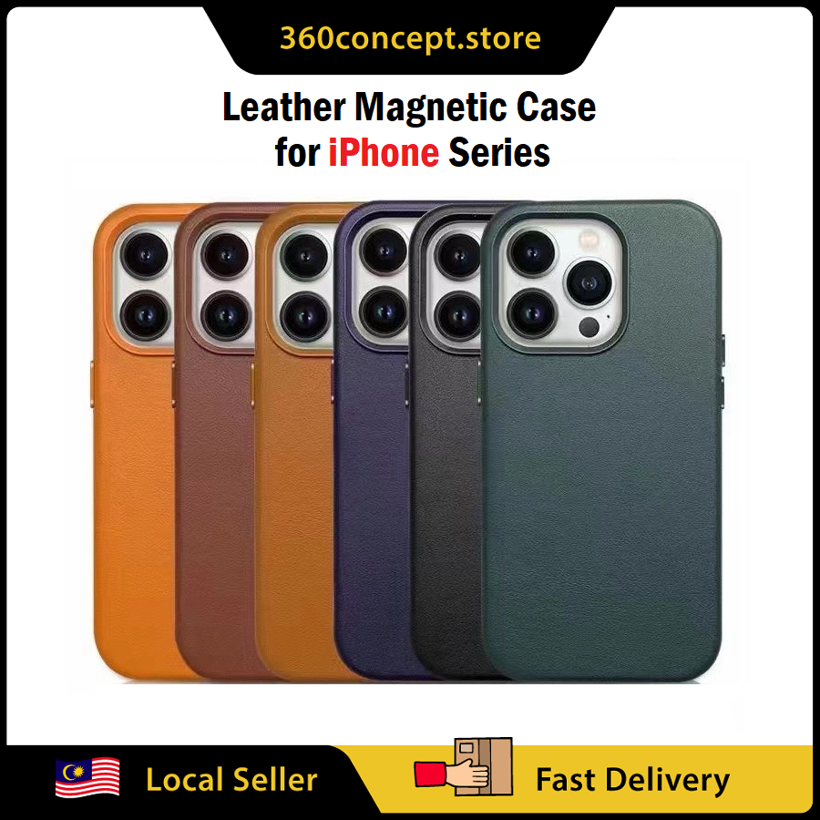 Sarung Telefon Magnetik Kulit Premium Anti-Cap Jari untuk iPhone 16 ...