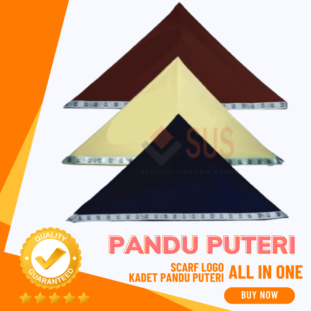 SCARFT KUNING / BIRU GELAP / COKLAT KADET PANDU PUTERI - P01 / P02 / P03 / P04 / P05 / P06 ...