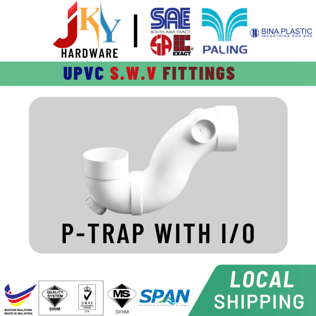 2" 56mm UPVC Fitting P-Trap with I/O Pipe Connector Upvc Fitting ...