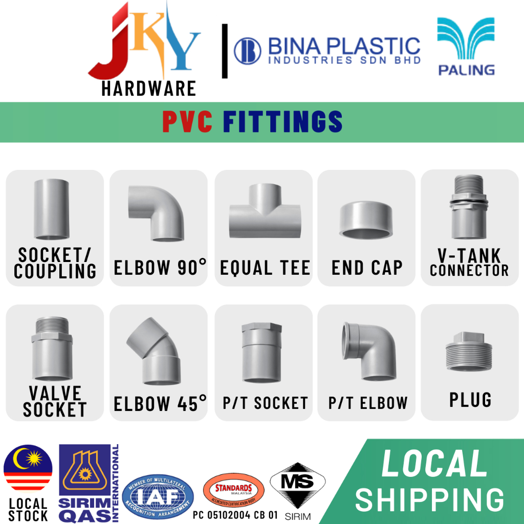 15MM/ 20MM/ 25MM / PVC Fittings - Socket/Elbow/Tee - P/T Socket Elbow/Valve Socket/Plug/End Cap ...