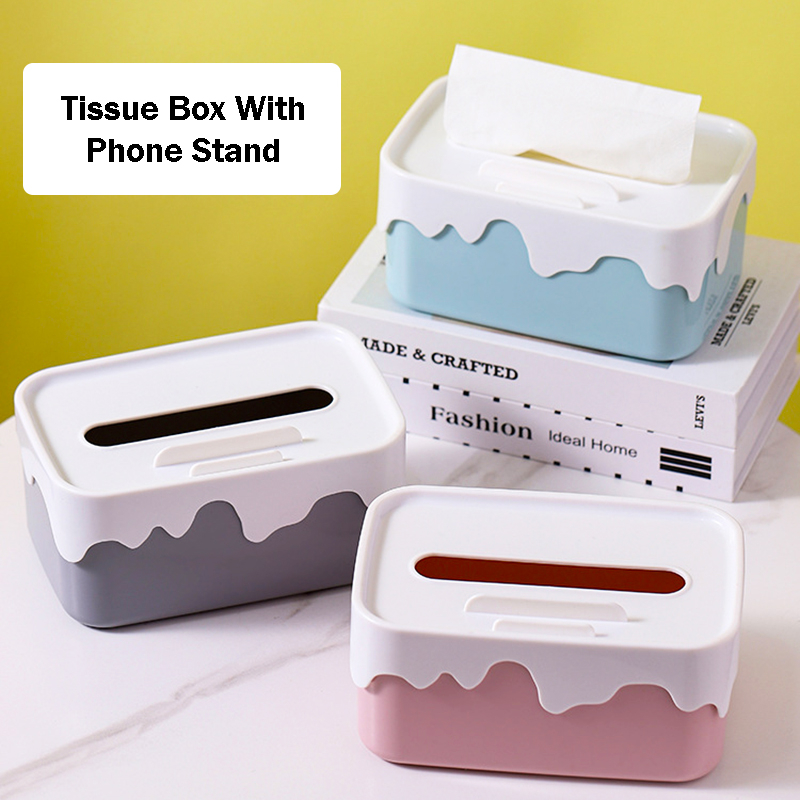 Tissue Box With Phone Holder Kotak Tisu Dengan Phone Holder Cute Tissue ...