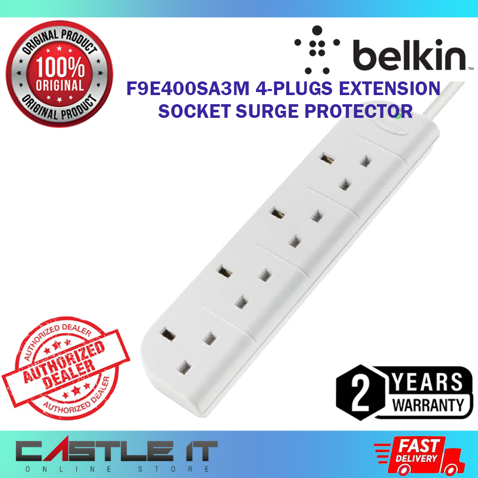 Belkin F9E400SA3M Extension Socket Surge Protector 4-Plugs 3 METER ...