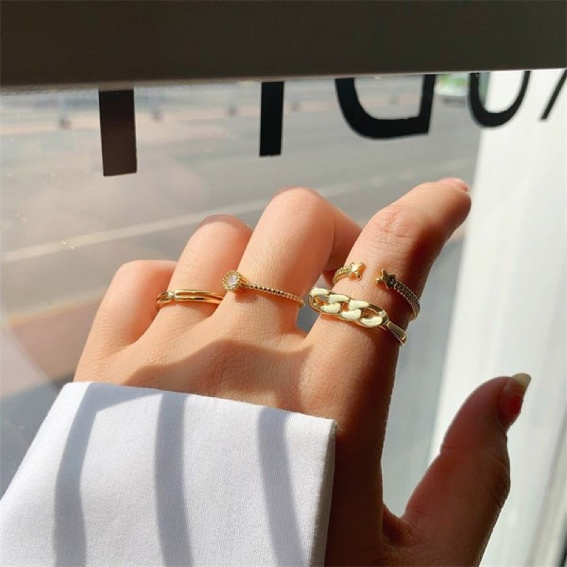 Aisha - set of 4 rings | Shopee Malaysia
