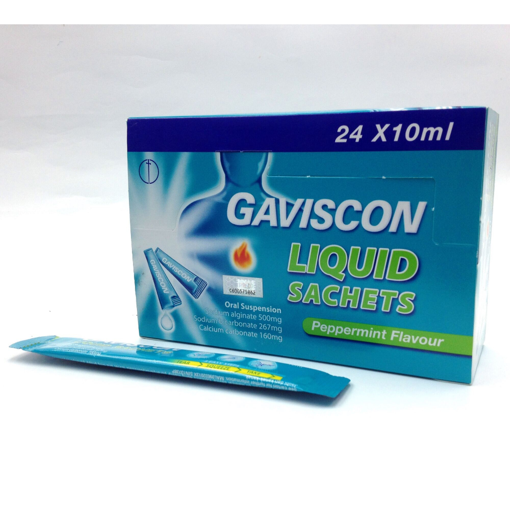 GAVISCON LIQUID SACHETS PEPPERMINT FLAVOUR - 24 SACHETS X 10ML (FOR ...