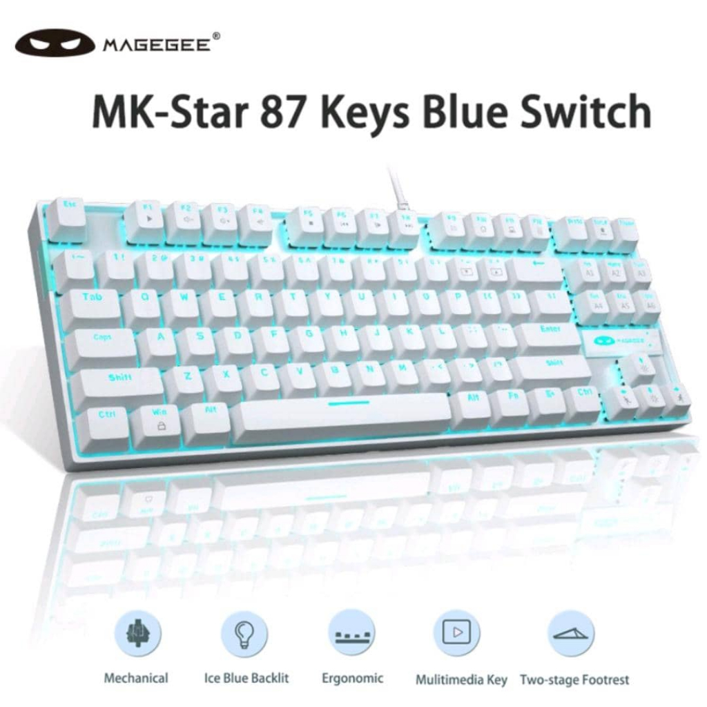 MageGee MK-star Mechanical Gaming Keyboard Wired 87 Keys Full Anti ...