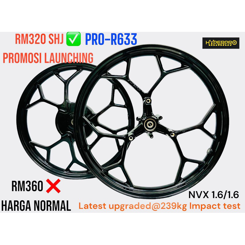🔥READY STOCK HYPERTECH PRO-R633 CNC RIM YAMAHA NVX V1/V2 AEROX 1.60/1. ...