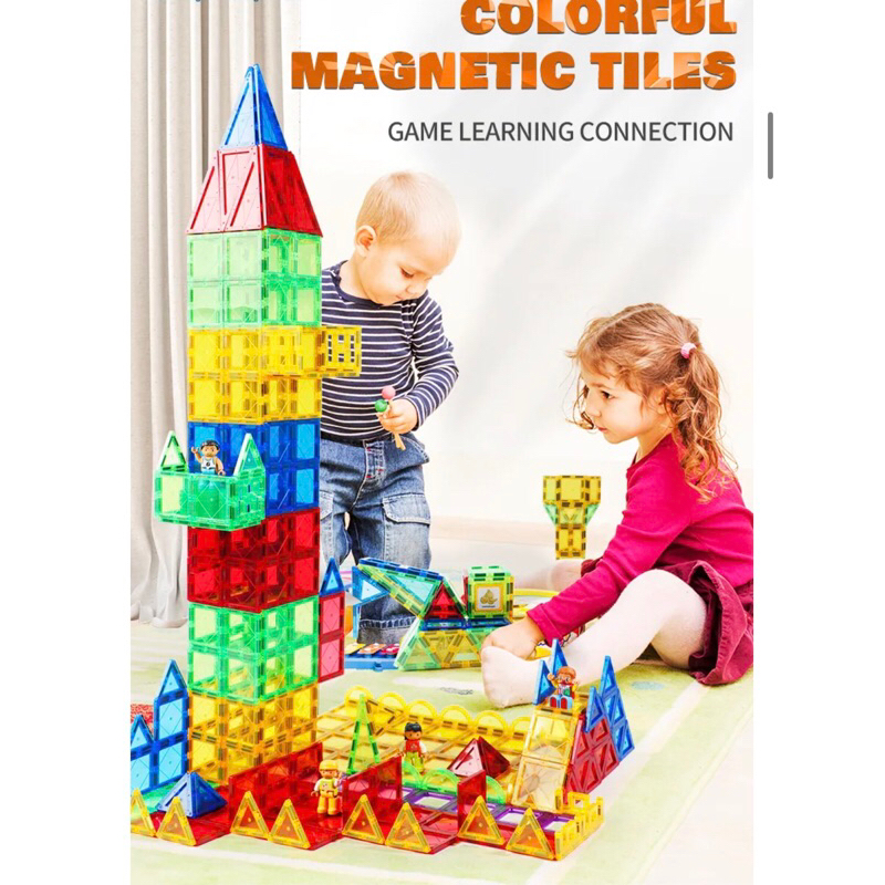 28/40/54/83/101PCS Magnet Building Tiles Clear Magnetic bricks 3D ...