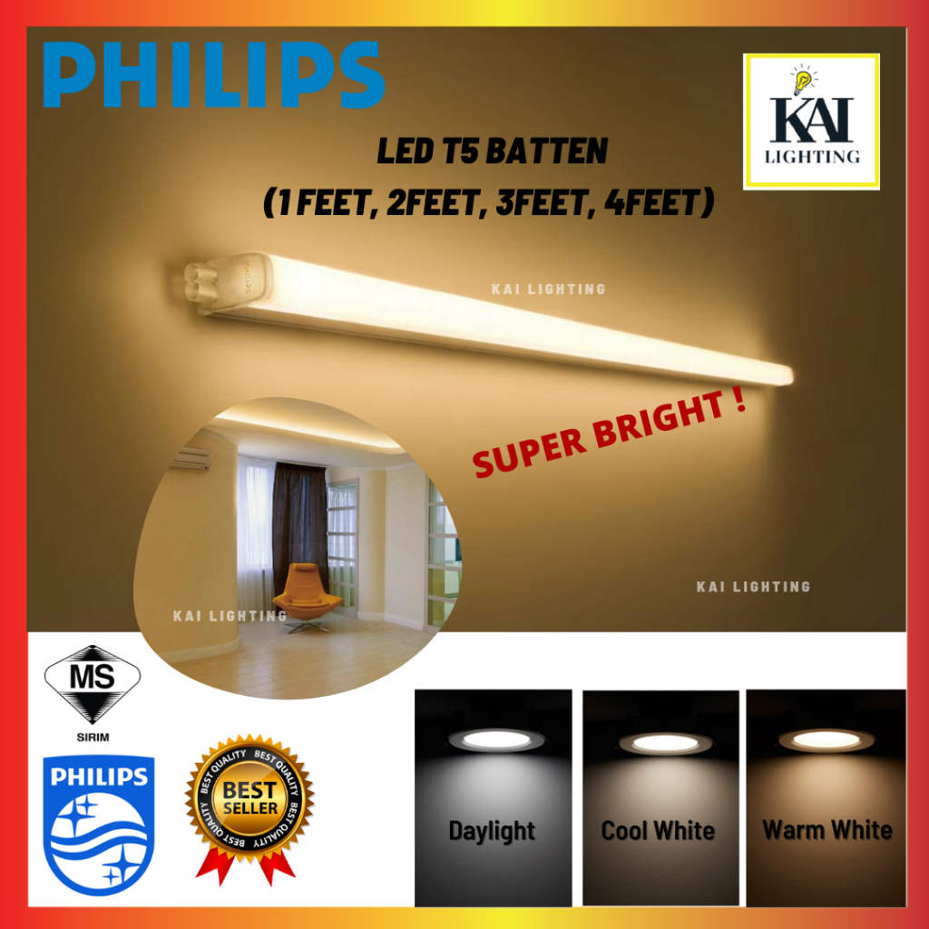 💥HOT SELLING💥 PHILIPS LED T5 Batten 1FT4W || 2FT7W || 3FT9W || 4FT13W ...