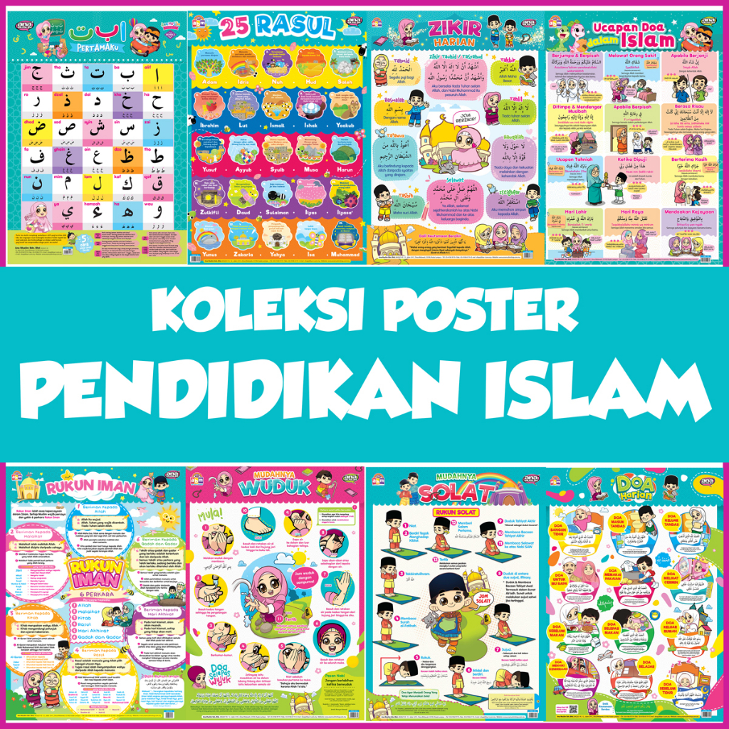 KOLEKSI LENGKAP POSTER PENDIDIKAN ISLAM ANA MUSLIM, ALIF BA TA, 25 ...