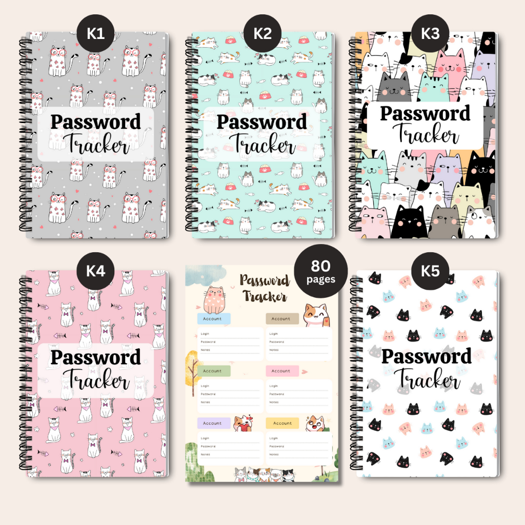 Password Organizer/Tracker/Keeper book A5 size, Buku simpan password ...
