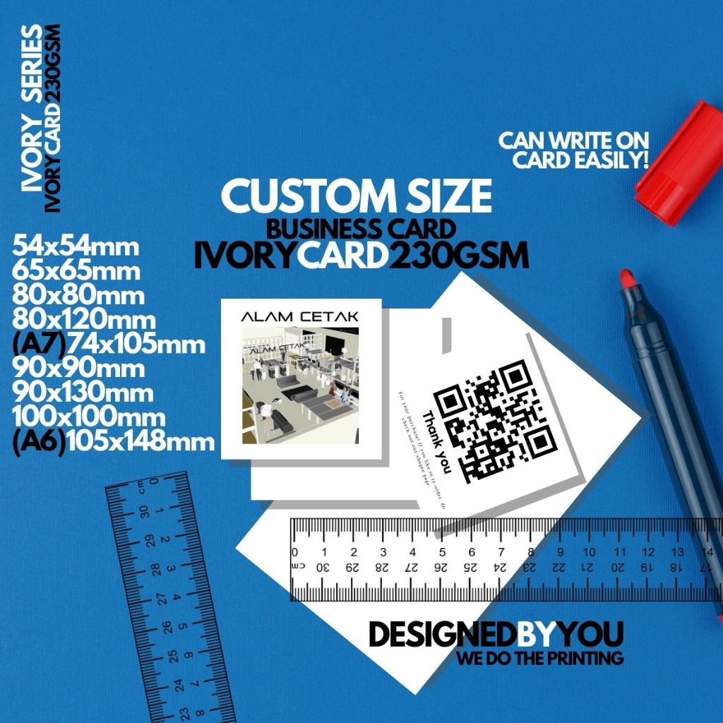 230gsm Ivory Card Alam Cetak Custom size double sided business card ...