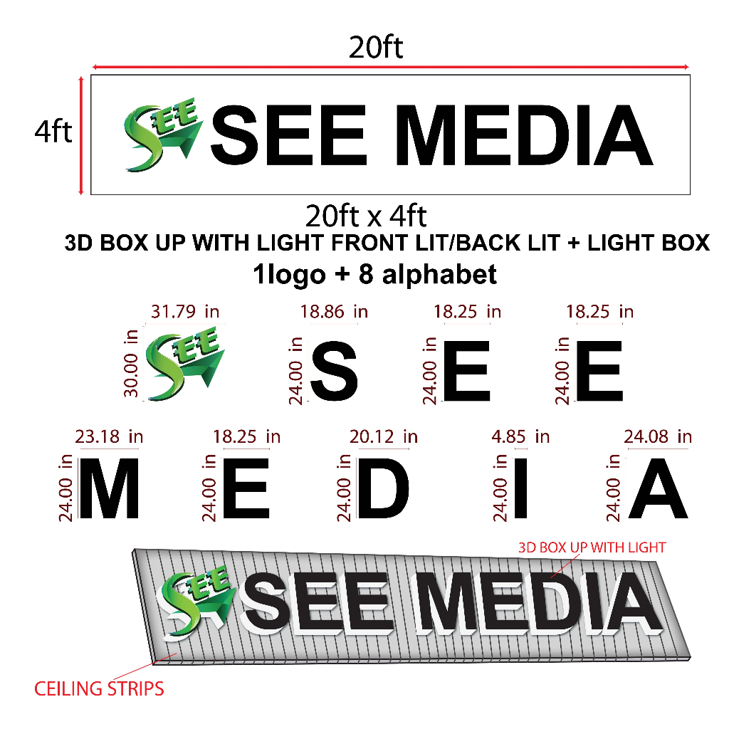 3D BOX UP LED Letter Signboard/FRONTLIT/BLACKLIT ( CUSTOM MADE ...
