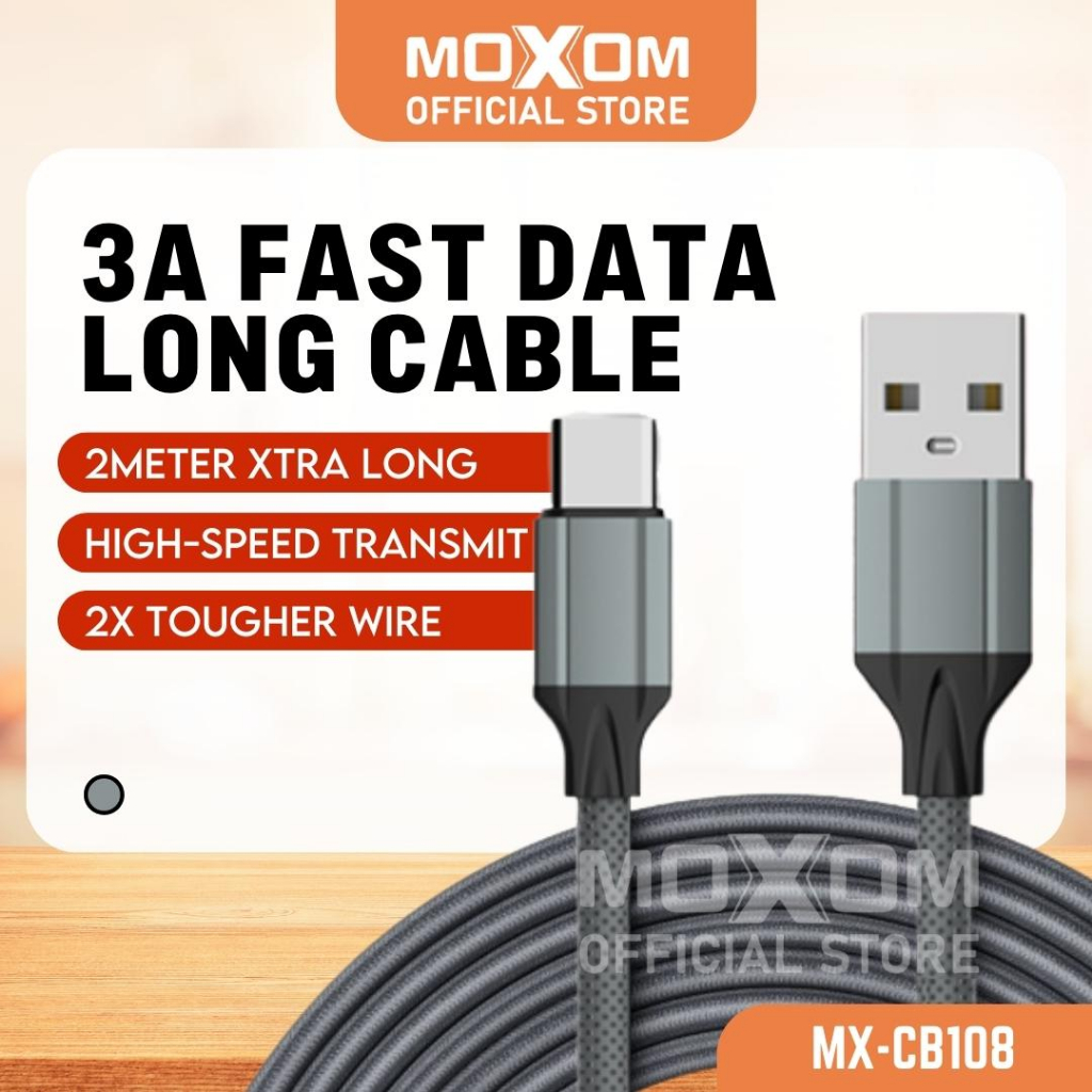 MOXOM Original 3A Super Fast Charging USB Cable 2 Meter Long Data Cabel ...