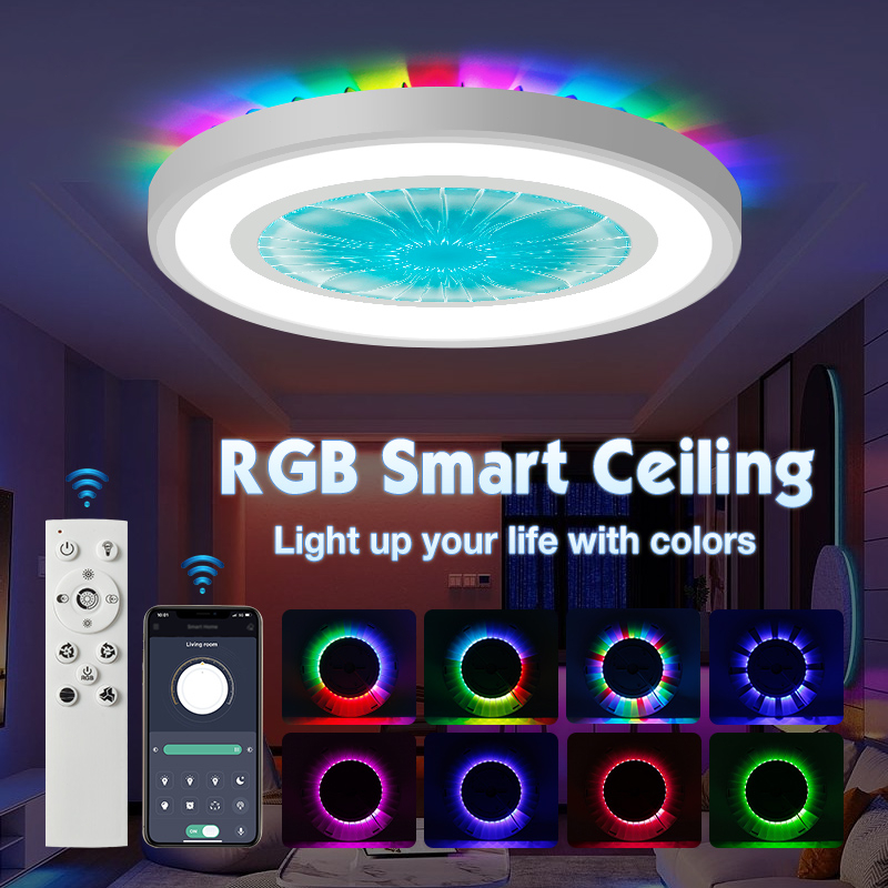 DUNDUN RGB LED Ceiling Lamp with App Remote Control 28W Dimmable ...
