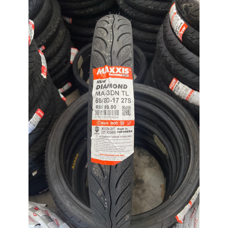 100% ORIGINAL TAYAR TYRE MAXXIS DIAMOND MA3D MA-3D TUBELESS 60/80-17 70 ...