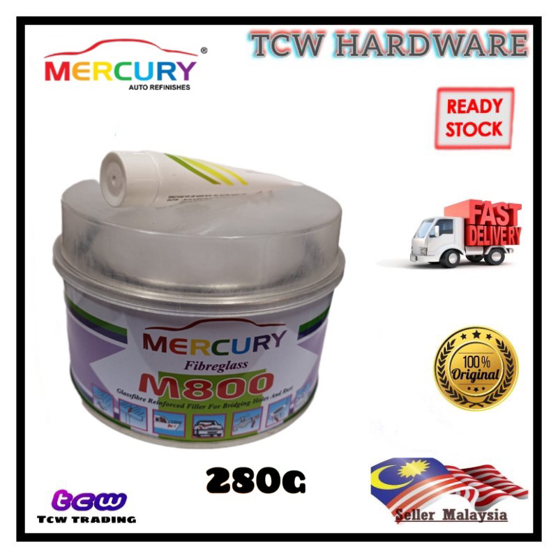 MERCURY M800 FIBREGLASS WITH HARDENER (280G) / FIBRE COMPOUND / CAR ...