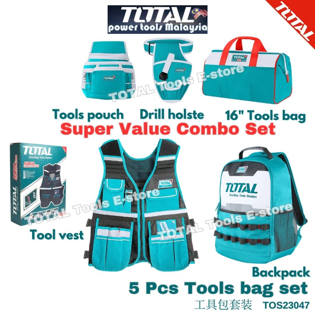 TOTAL Value Pack Combo Tools Bag 5 Pcs Set 工具包套装 - TOS23047 | Shopee ...