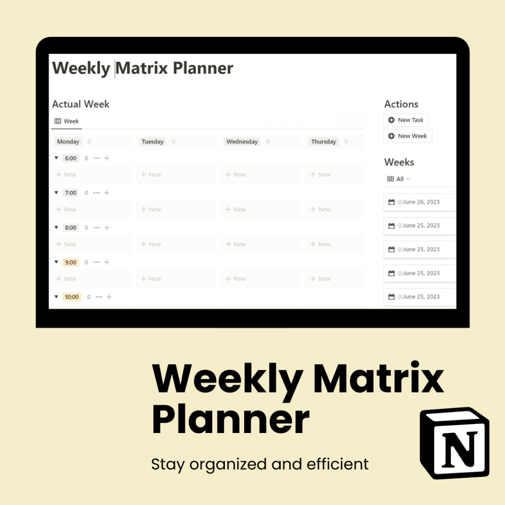 [Notion Template] Notion Weekly Matrix Template Stay Organized This ...