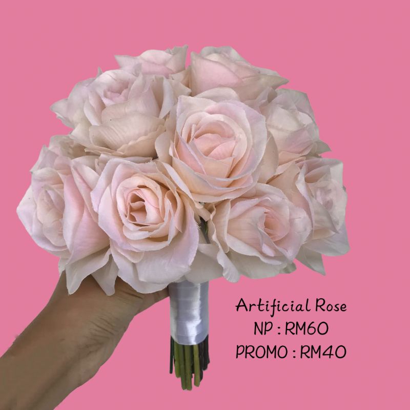 bunga tangan pengantin tunang nikah sanding Artificial rose nude pink ...