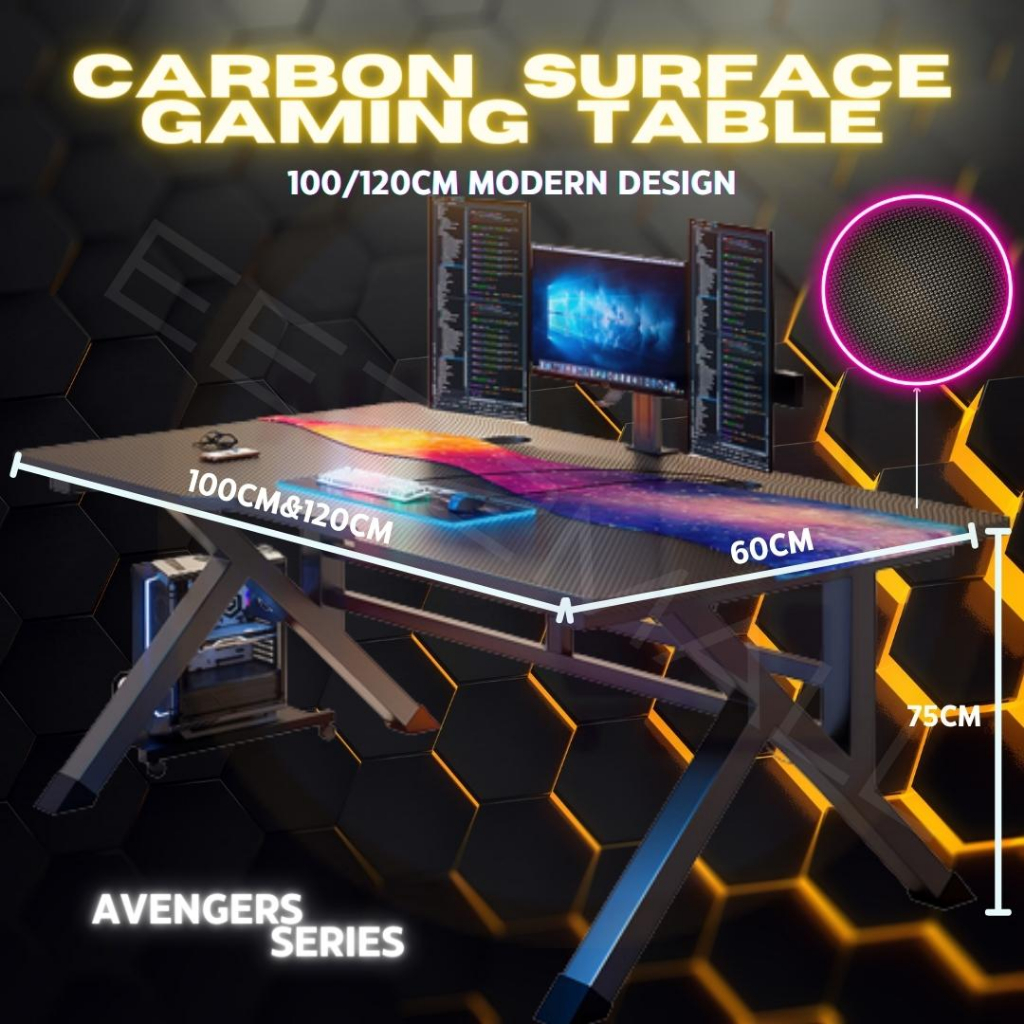 [READY STOCK]High Quality Carbon Matte Gaming Table meja belajar Office ...