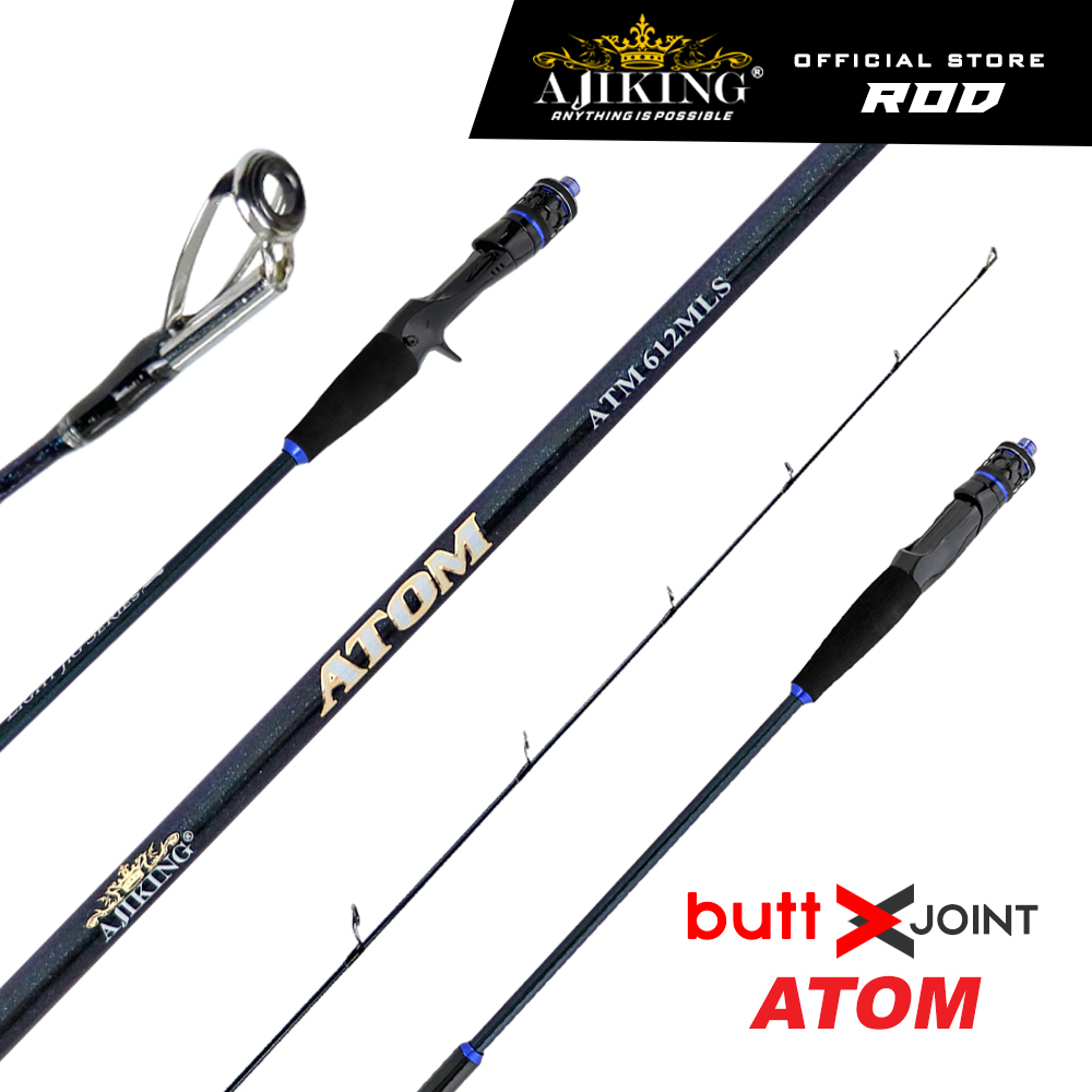 Ajiking Atom ATM Spinning Casting Fishing Rod Butt Joint Light Jig Light Game Series (5'8ft-6 ...