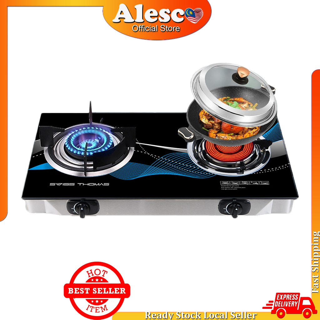Alescomall Tempered Glass Infrared Burner Gas Stove Cooktop LPG Gas ...