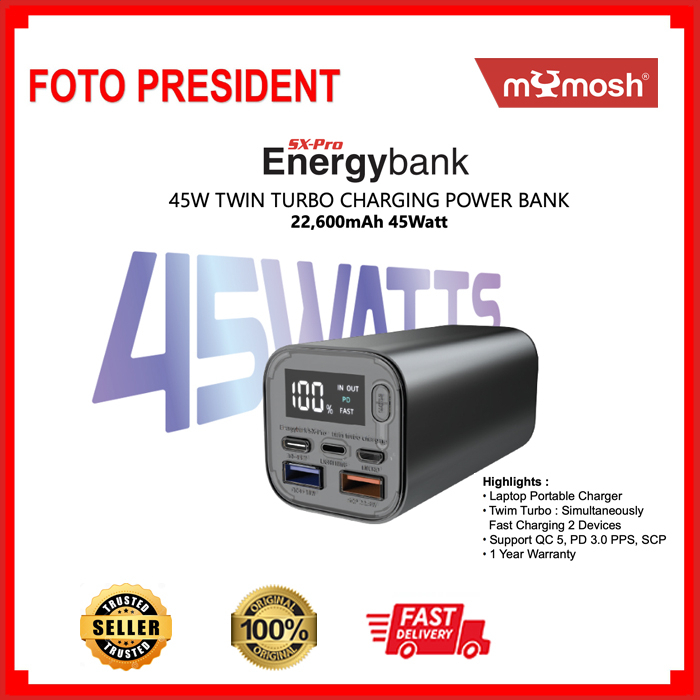 MYMOSH SUPER POWERBANK 45W TWIN TURBO 22600MAH FAST CHARGING, PD3.0 ...