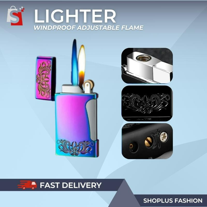 【SHOPLUS】Metal Windproof Aerated Lighter Large Butane Gas Direct ...