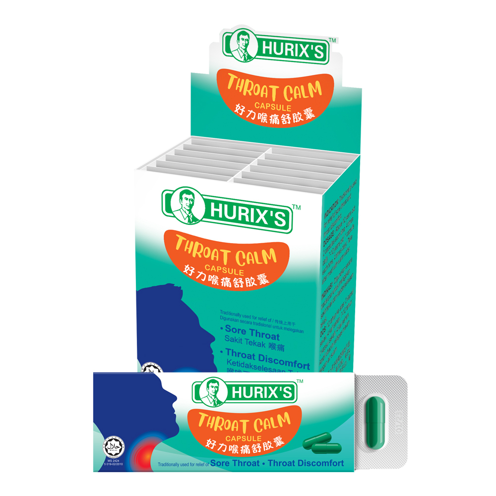 HURIX'S Throat Calm Capsule (6s x 12) - relieve sore throat | Shopee ...