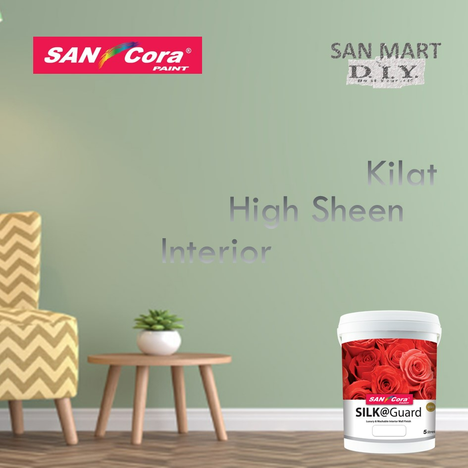 (5 Litres) SANCORA Silk Guard Gloss Interior Wall Paint / Cat Dinding ...