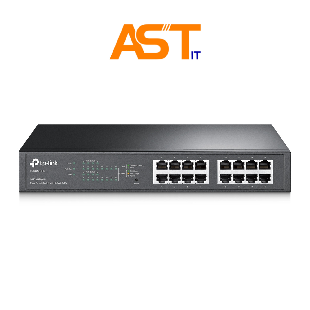 TP-Link TL-SG1016PE 16-Port Gigabit Easy Smart Switch with 8-Port PoE+ ...