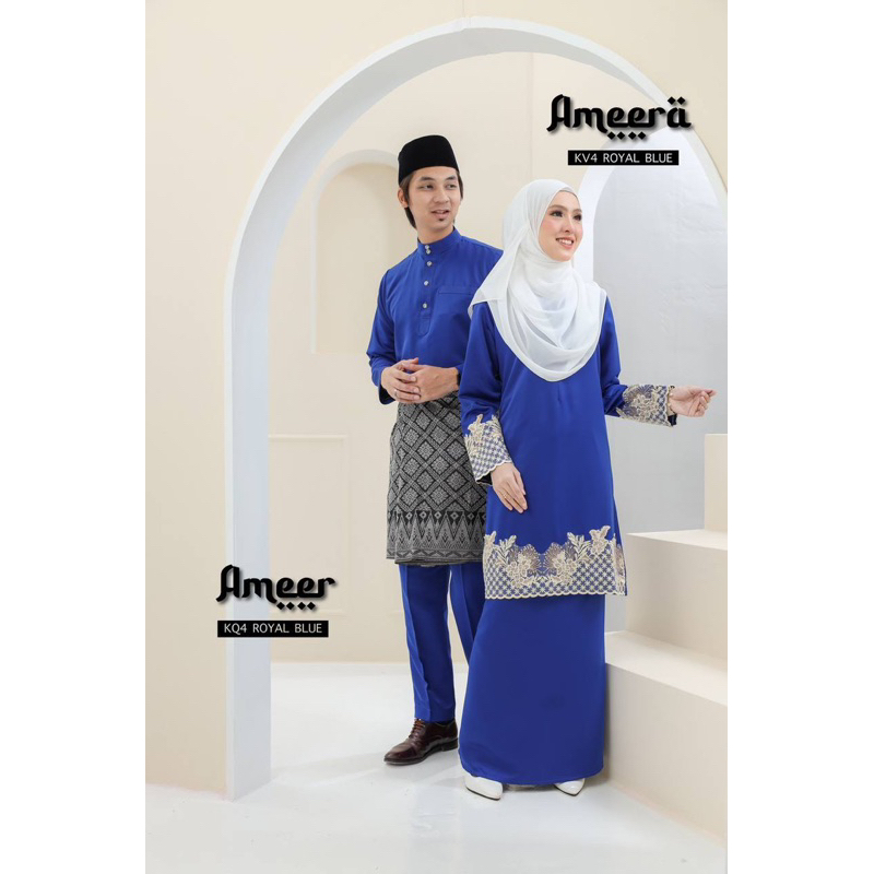 Baju Couple Raya Baju Kurung Ameera & Baju Melayu Ameer “Royal Blue ...