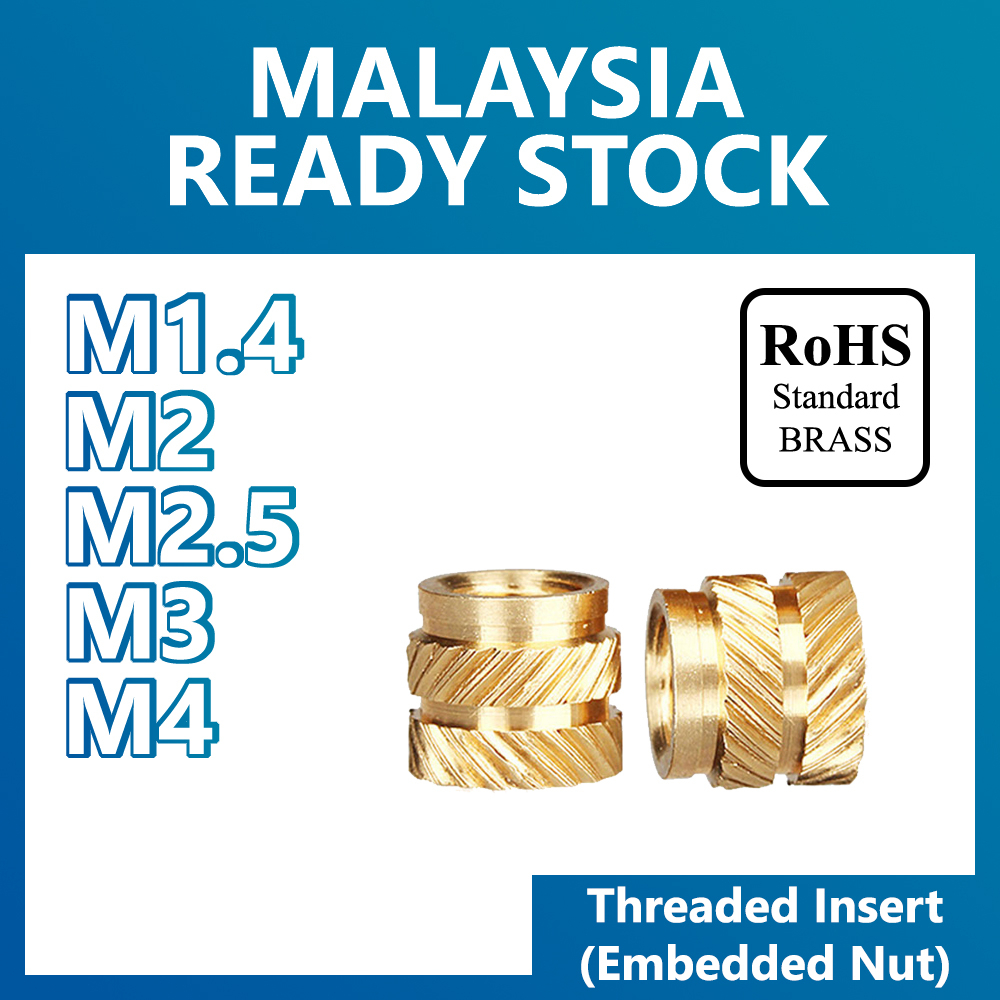 M1.4 M2 M2.5 M3 M4 Embedded Nut Threaded Insert RoHS Standard Brass 3D ...