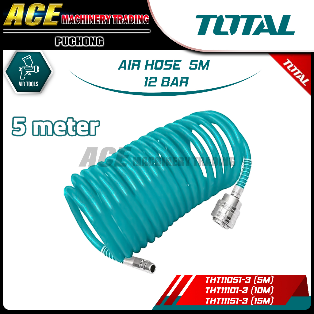 [ TOTAL ] Tools Air Compressor flexible Coil Hose - THT11051-3 (5M ...