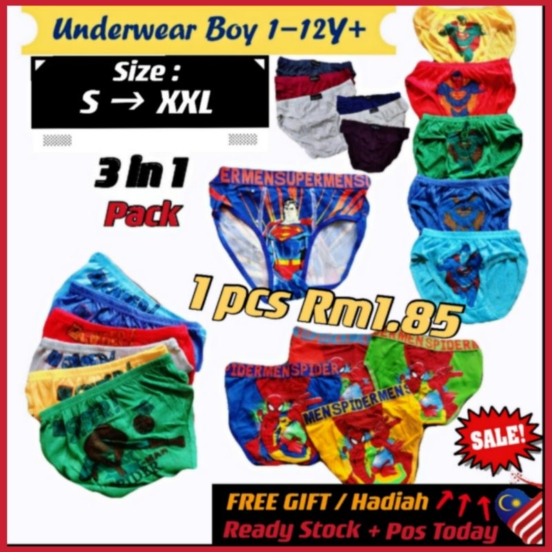 (3helai=1set) Seluar Dalam Budak Lelaki/ Kids Underwear Tiga segi Kids ...