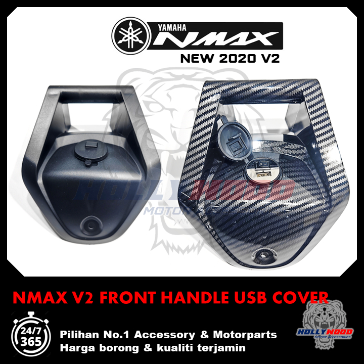 NMAX V2 PHONE HOLDER MOTOWOLF + HANDLE COVER WITH USB PORT CHARGER NMAX ...