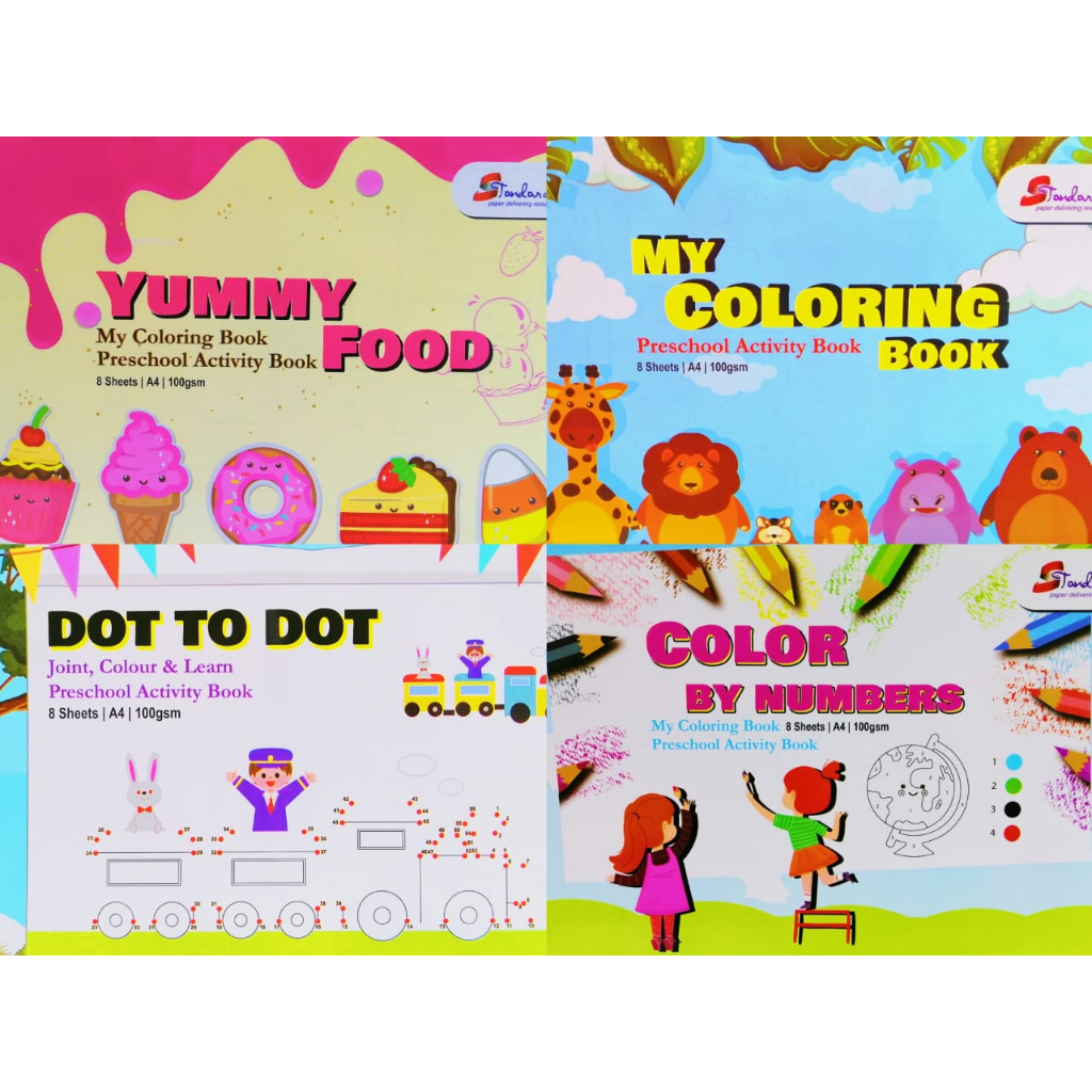 Preschool Activity Book ,My Coloring Book (Dot To Dot/Yummy Food/Animal ...